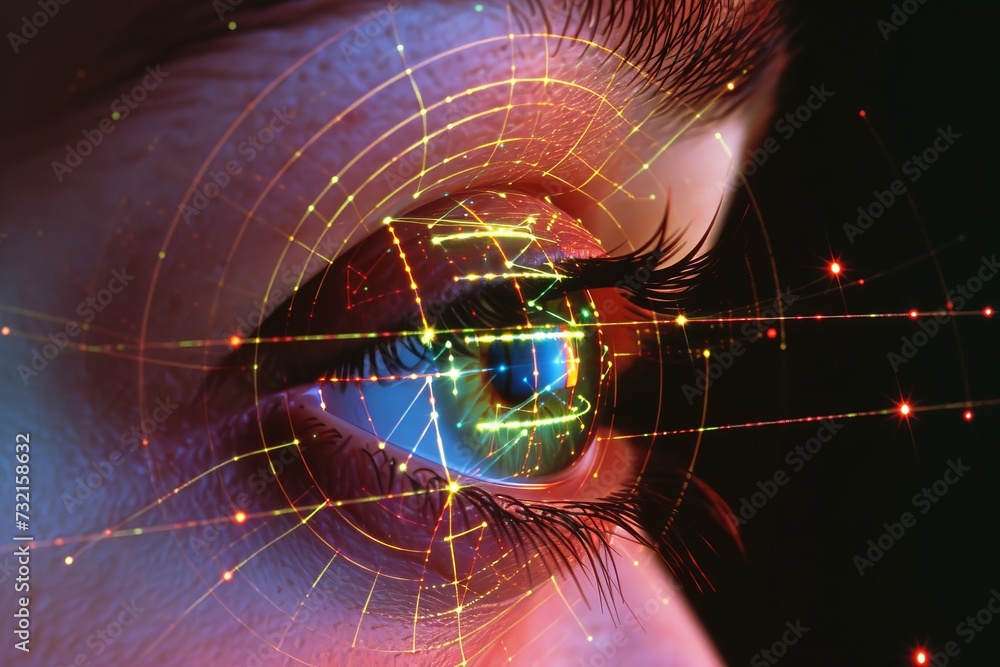 Human Cyborg AI Eye lebers hereditary optic neuropathy. Eye retina ...