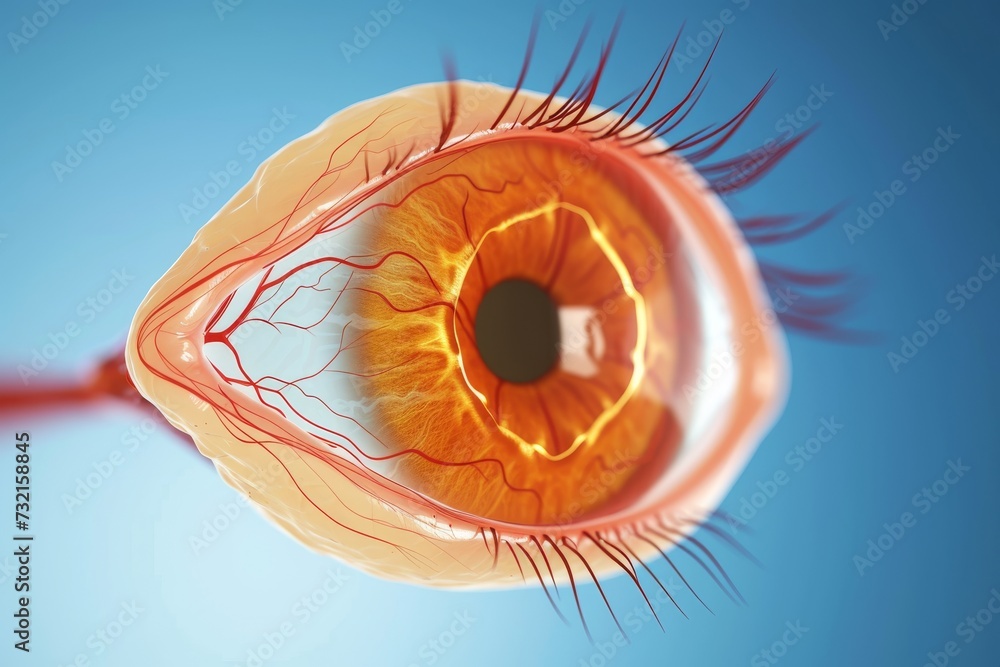 Human Cyborg AI Eye blue yellow color blindness. Eye photoreceptors ...