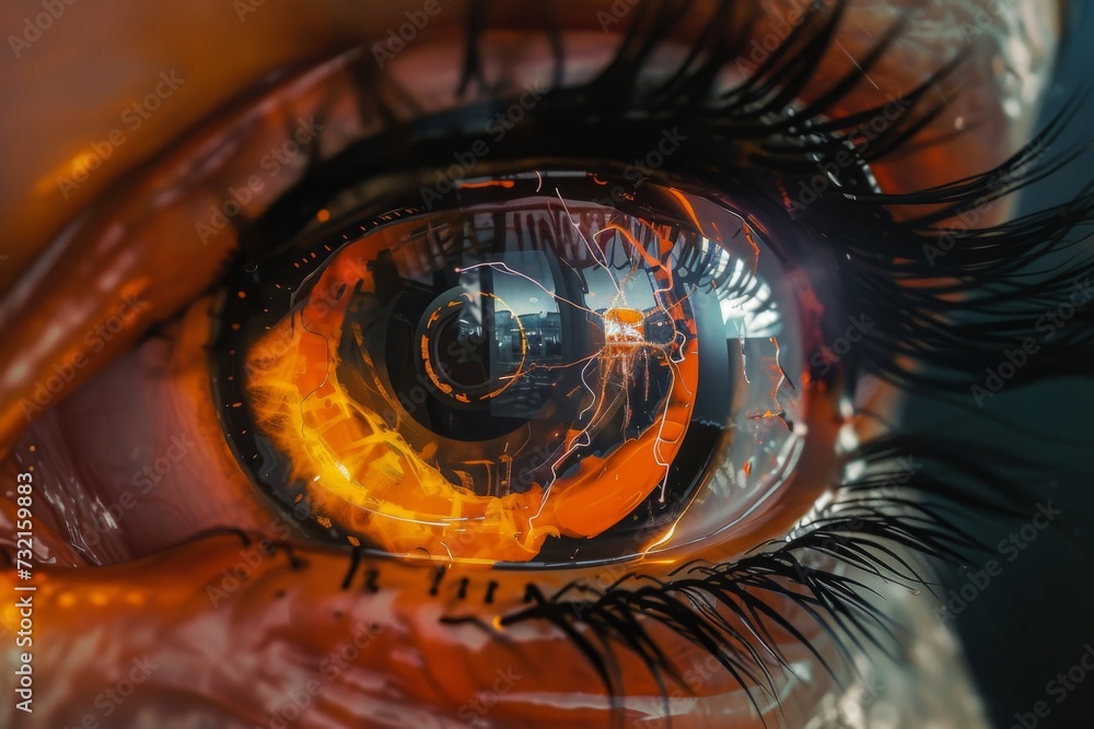 Human Cyborg AI Eye pupil disorders. Eye optic nerve tumor optic nerve ...