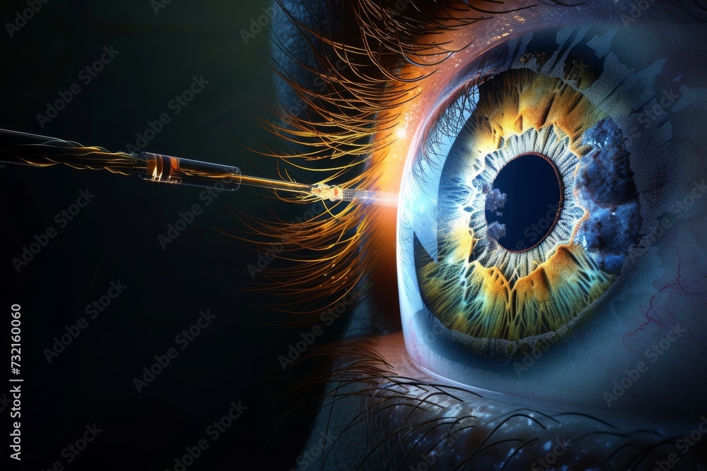 Human Cyborg AI Eye color vision deficiency education. Eye eyeball ...