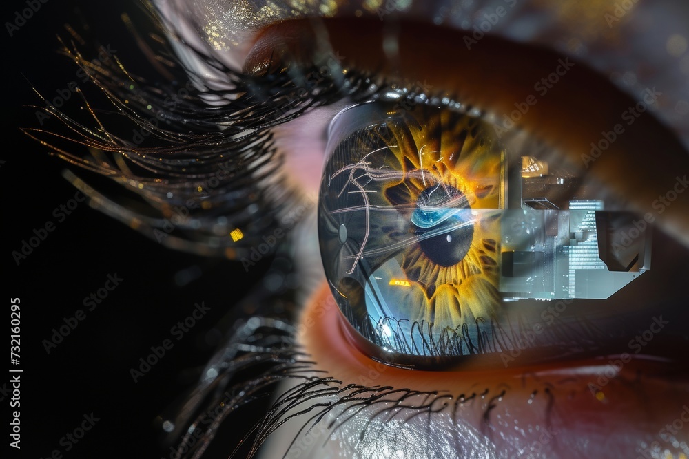 Human Cyborg AI Eye originality. Eye cone response optic nerve lens ...