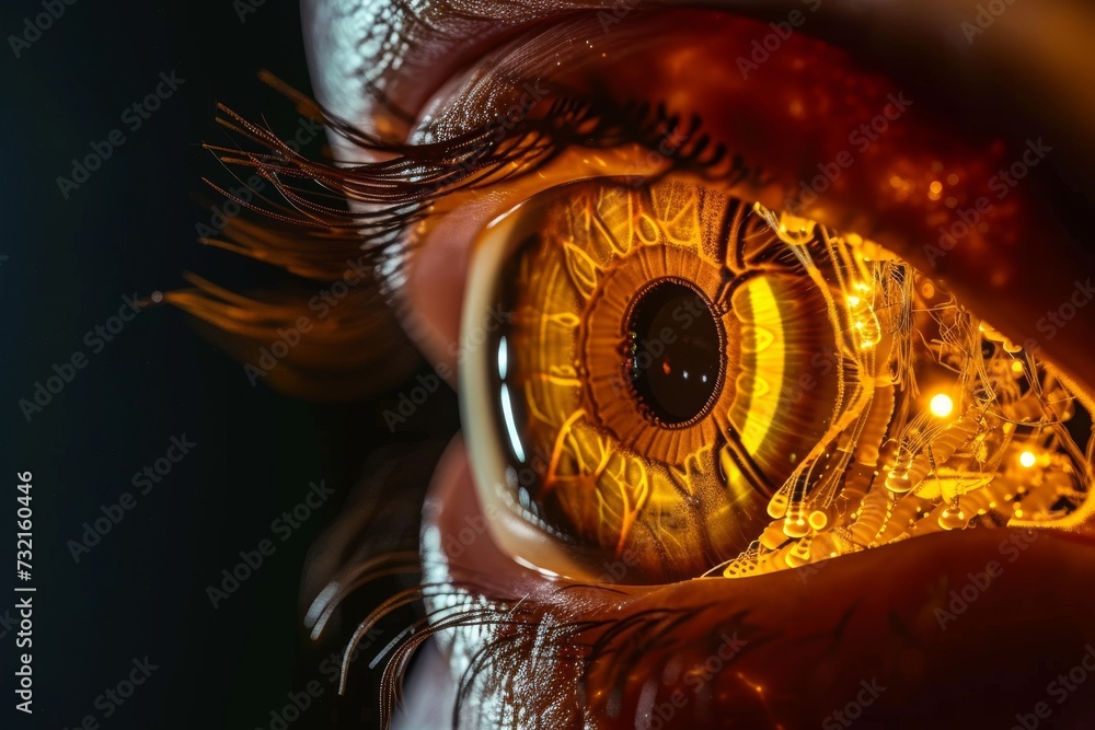 Human Cyborg AI Eye fractal. Eye corneal reshaping optic nerve lens ...