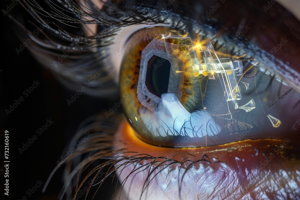 Human Cyborg AI Eye brown eye. Eye presbyopia optic nerve lens vision ...