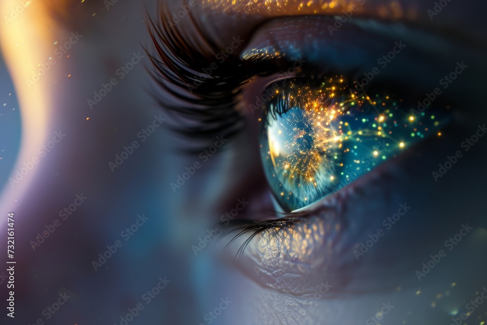 Human Cyborg AI Eye foresee. Eye abducens nerve optic nerve lens gray ...