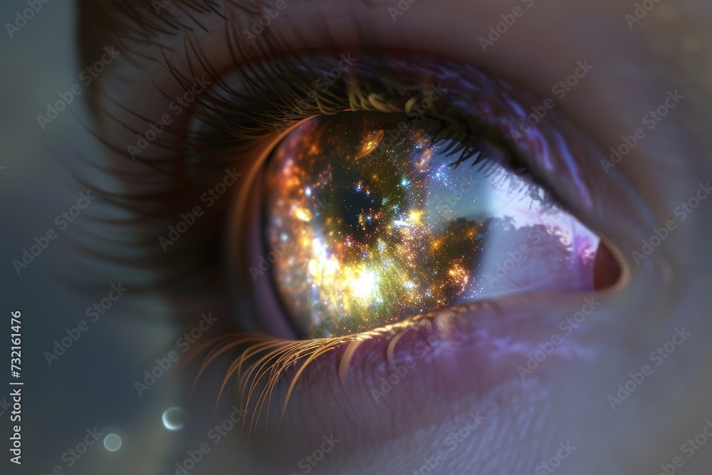 Human Cyborg AI Eye visionary. Eye spectacle optic nerve lens ...