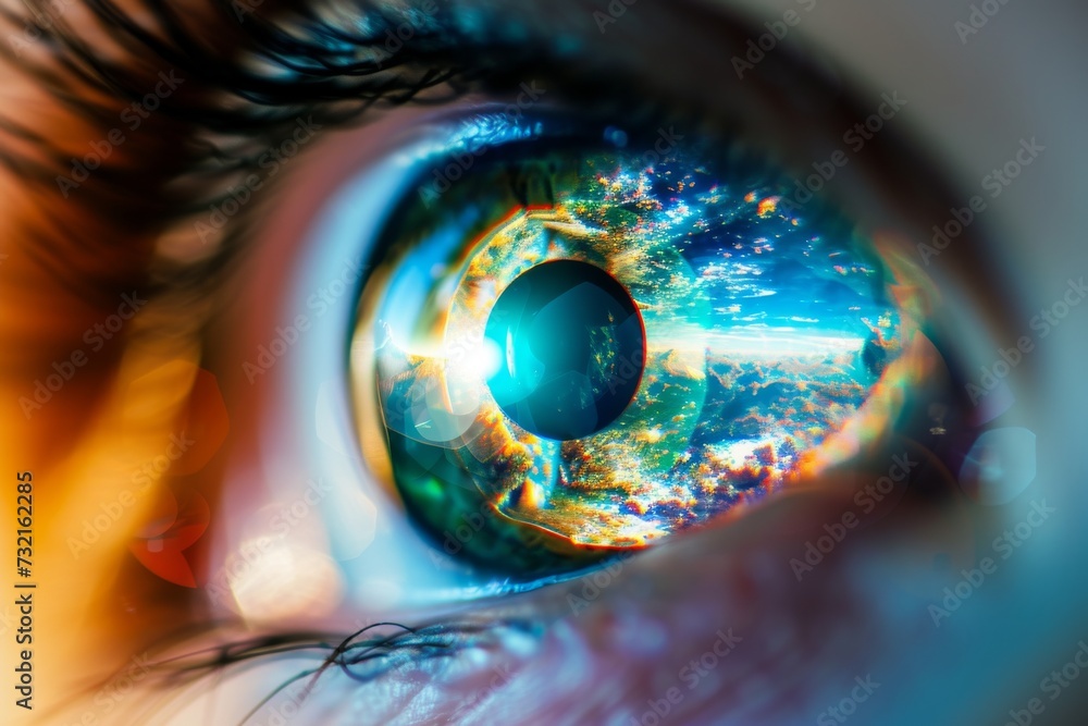 Human Cyborg AI Eye lens induced glaucoma. Eye brain optic nerve lens ...