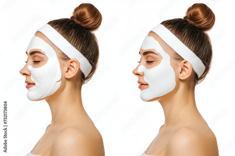 Skincare Model skin care runway model. Well groomed woman uses eye ...
