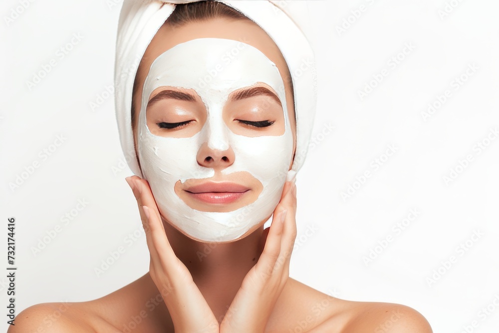 Skincare Model crem. Well groomed woman uses energizing, wounds lip ...