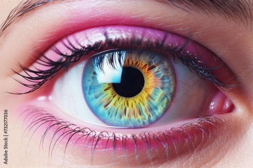 Human Cyborg AI Eye abstract. Eye foreseeing optic nerve lens Steroid ...