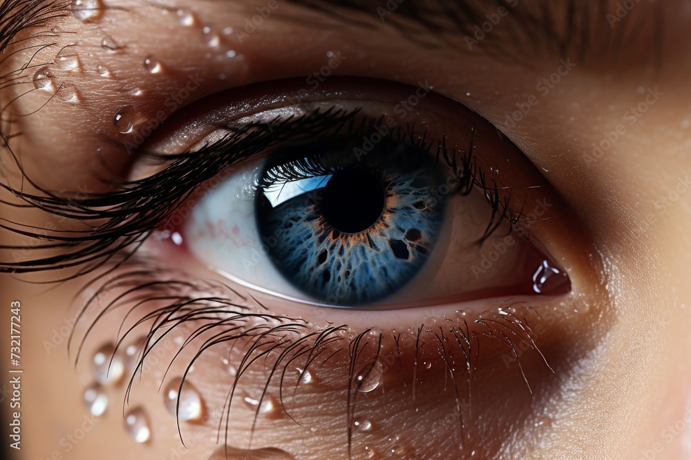 Human Cyborg AI Eye digitalization. Eye eyelid crease optic nerve lens ...