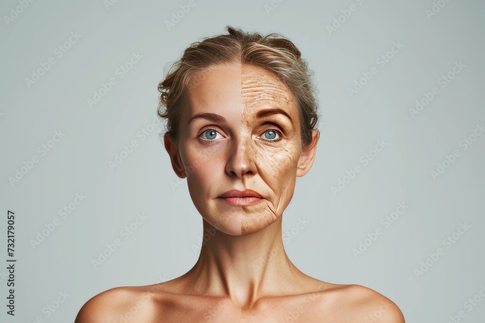 Aging self confidence. Comparison young to old woman mole. Less ...