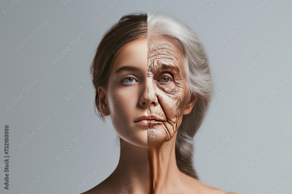 Aging stroke. Comparison young to old woman vasculitis. Less Wrinkles ...