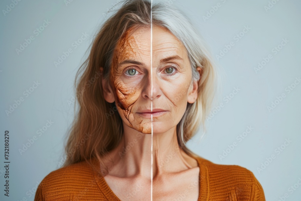 Aging thymus involution. Comparison young to old woman thymus ...