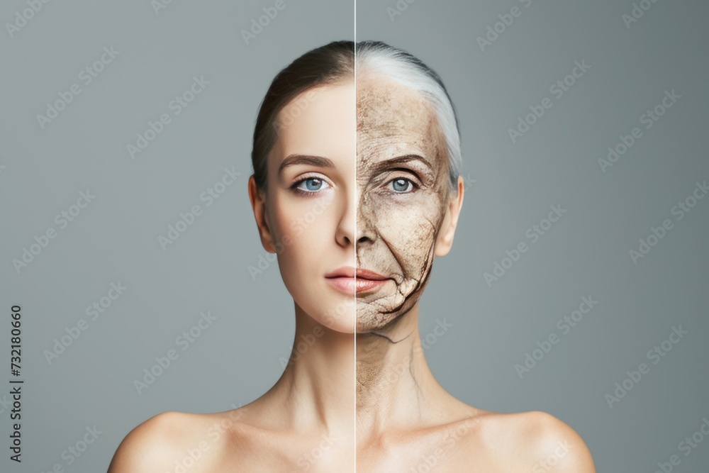 Aging chin hair. Comparison young to old woman gray hair maintenance ...