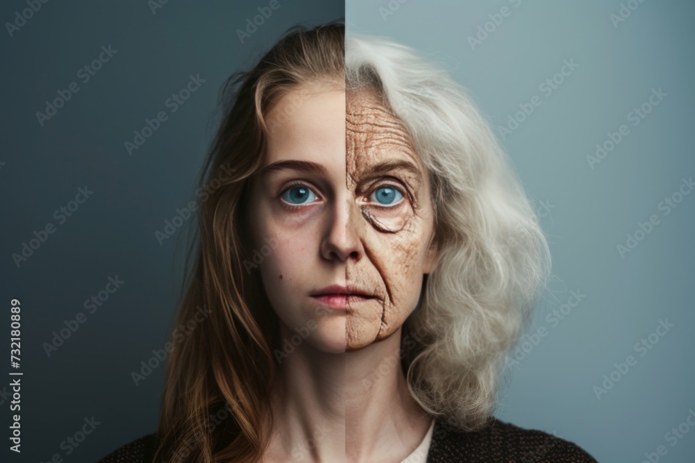 Aging facial aging. Comparison young to old woman lip line. Less ... Aging facial aging. Comparison young to old woman lip line. Less ...