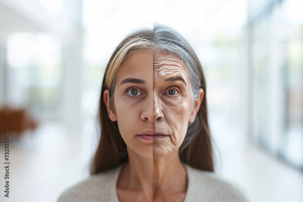 Aging layout comparison. Comparison young to old woman versus. Less ...