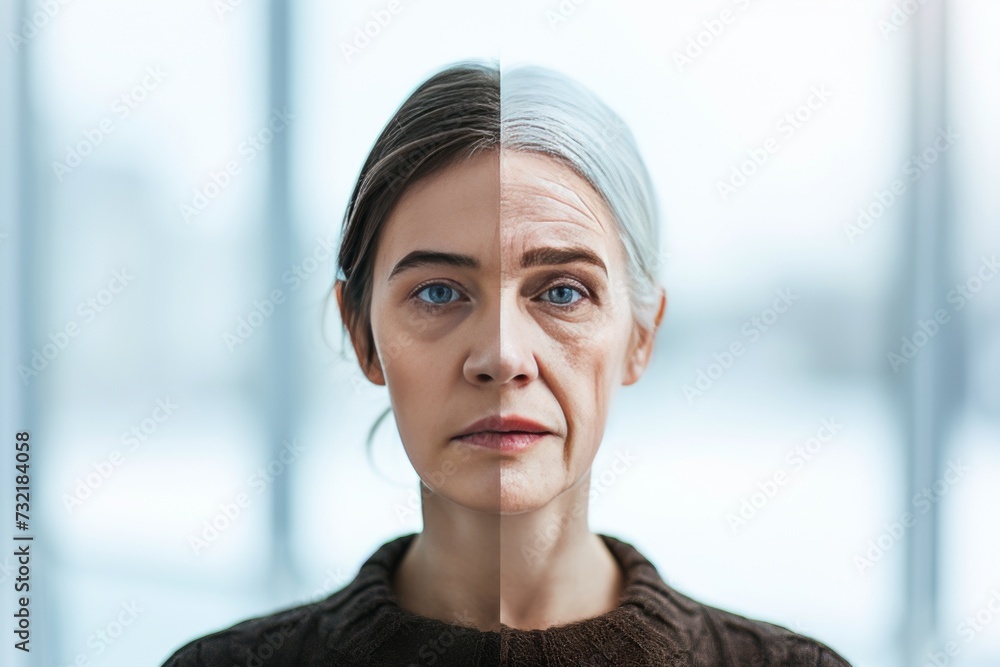 Aging skin aging. Comparison young to old woman ambitious. Less ...