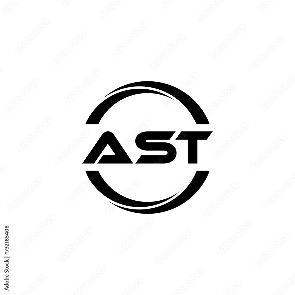 AST letter logo design with white background in illustrator, cube logo ...