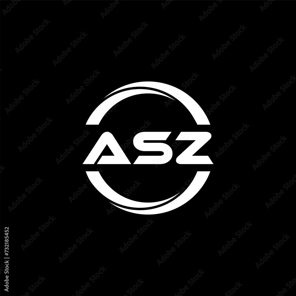 ASZ letter logo design with black background in illustrator, cube logo ...