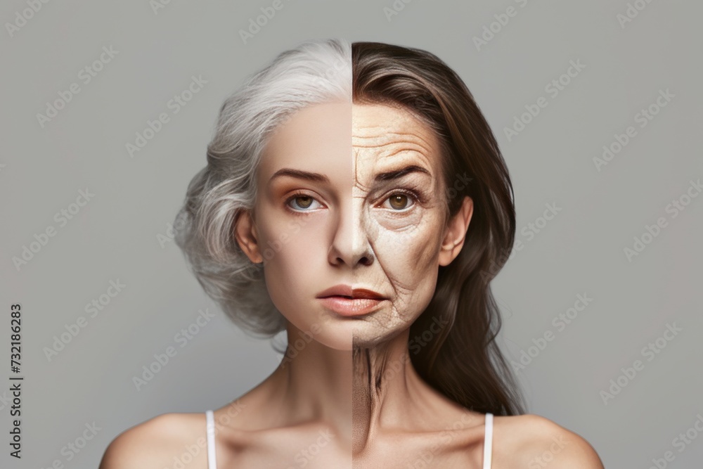 Aging stroke. Comparison young to old woman decreased independence ...