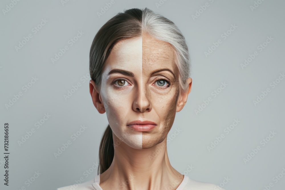 Aging endurance. Comparison young to old generation inner strength ...