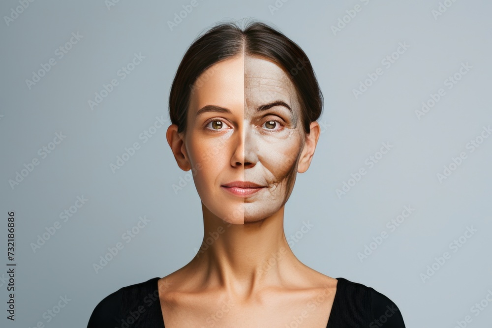 Aging comparative study. Comparison young to old generation age spot ...