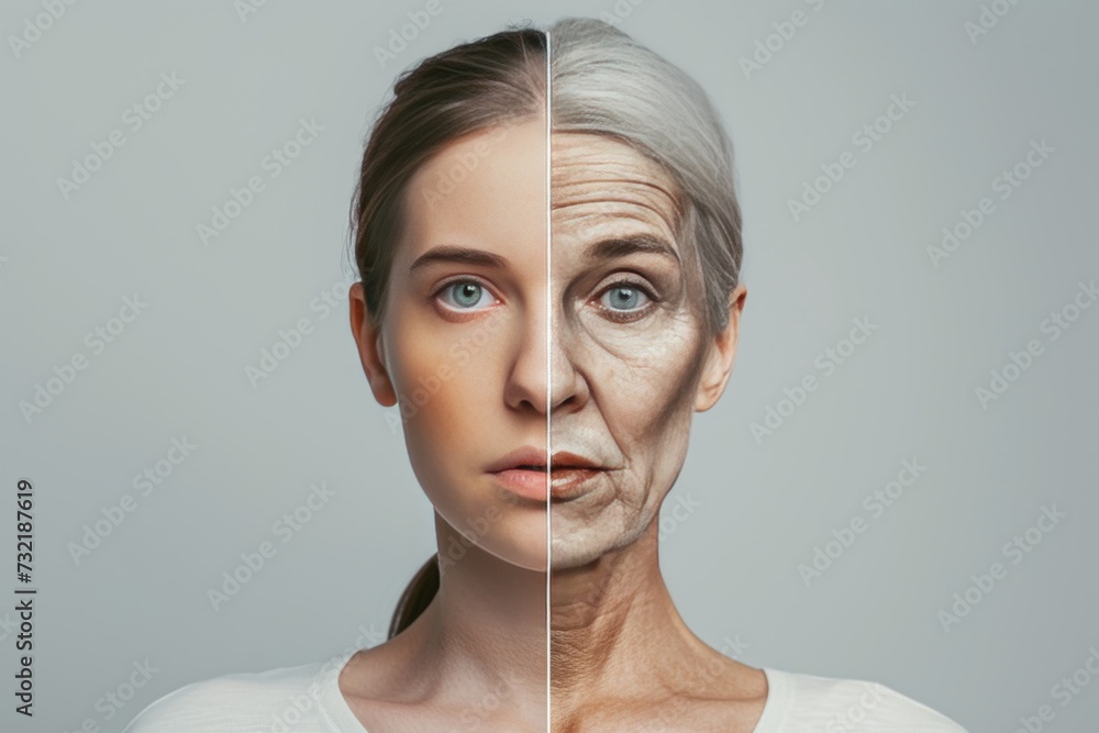 Aging different from. Comparison young to old generation glowing skin ...