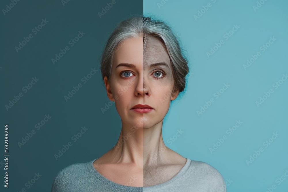 Aging expression line. Young to old young girl. Less Wrinkles ...