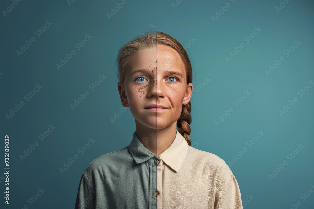 Aging aches and pain. Comparison young to old generation facial anatomy ...