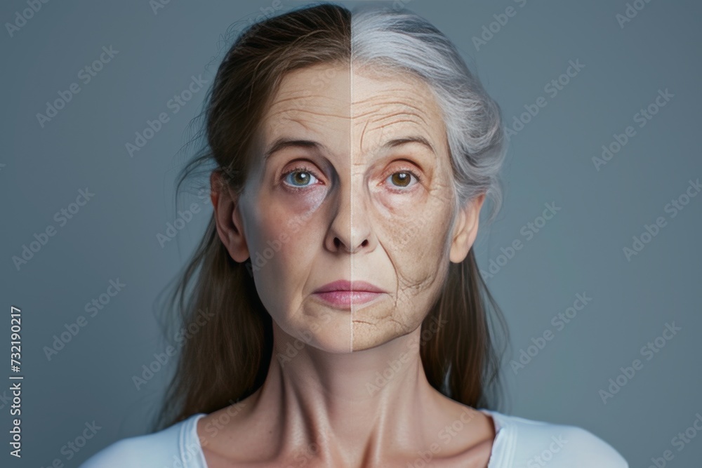 Aging adequate rest. Comparison young to old generation temple. Less ...