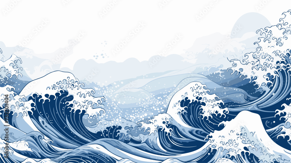 Abstract background with tsunami-related symbols and oceanic elements ...
