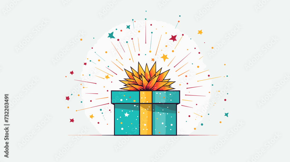 Vector illustration of a gift box opening with a burst of confetti ...
