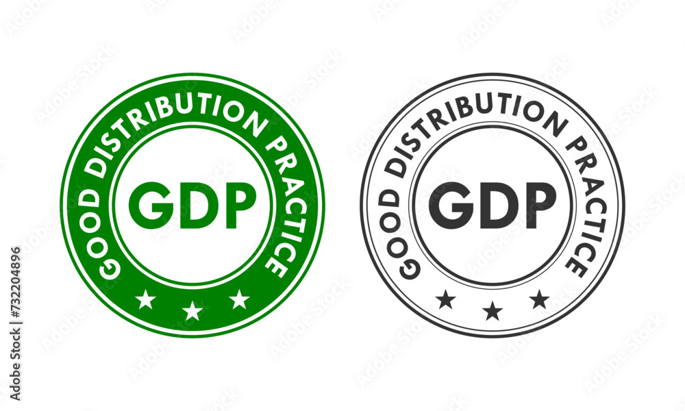 GDP - Good Distribution Practice design badge template illustration ... GDP - Good Distribution Practice design badge template illustration ...