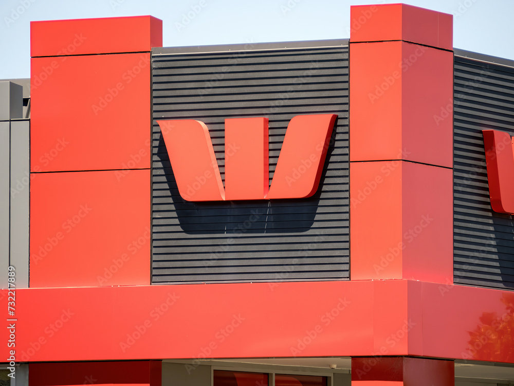 Westpac bank branch sign logo. Auckland, New Zealand - February 8, 2024 ...