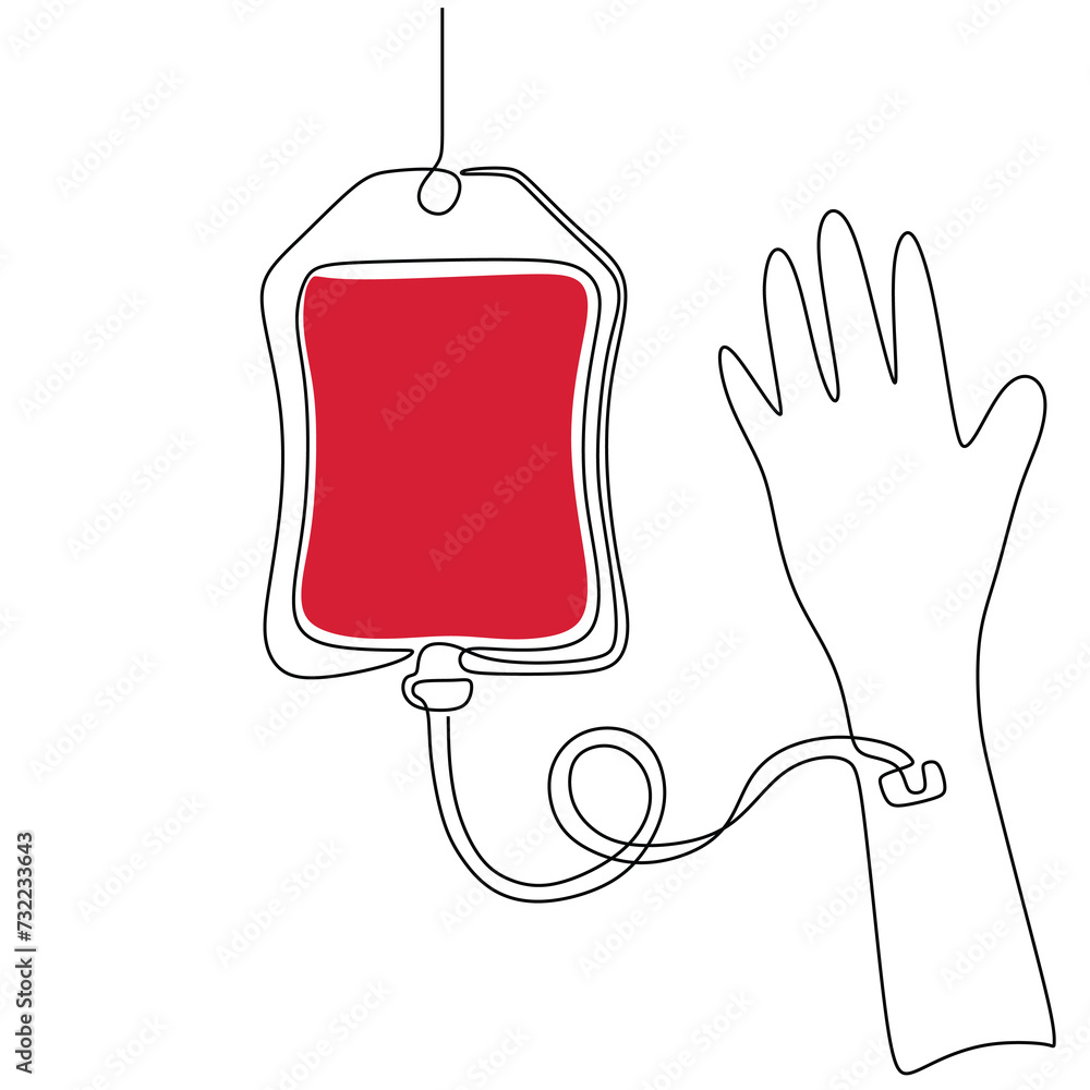 Empower Blood Donation. Abstract Line Art Hand Symbol, Vector Logo for ...