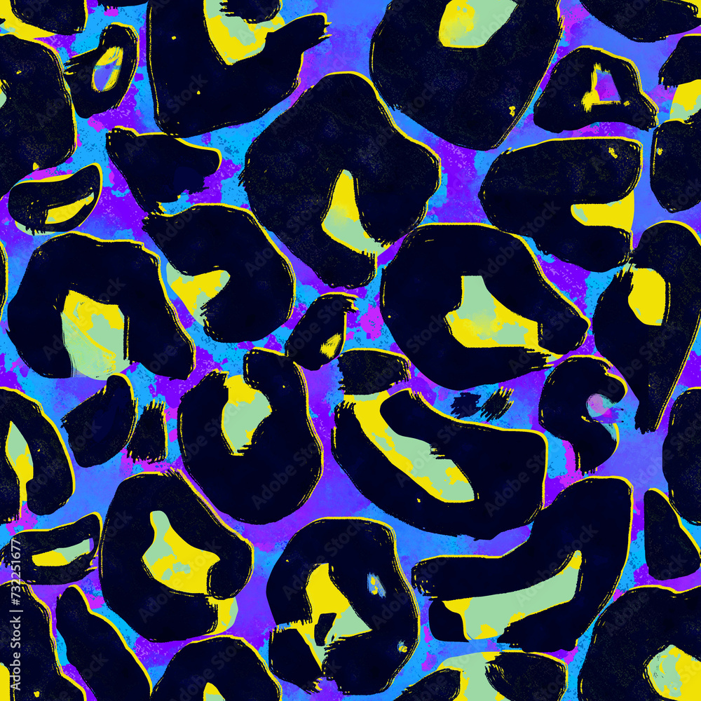 Multi- coloured Leopard print. seamless pattern. Animal jaguar fur ...
