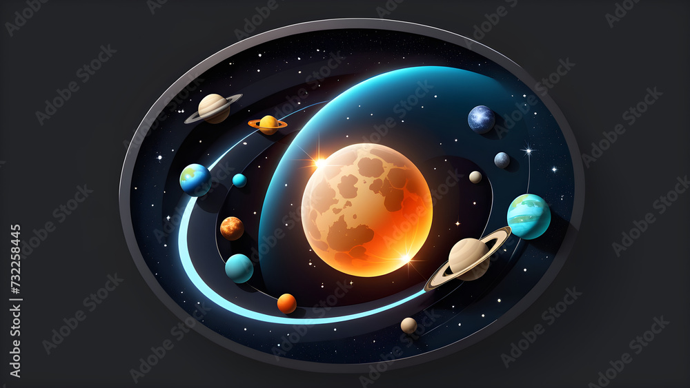 science astronomy icon and vector clipart isolated on black background ...