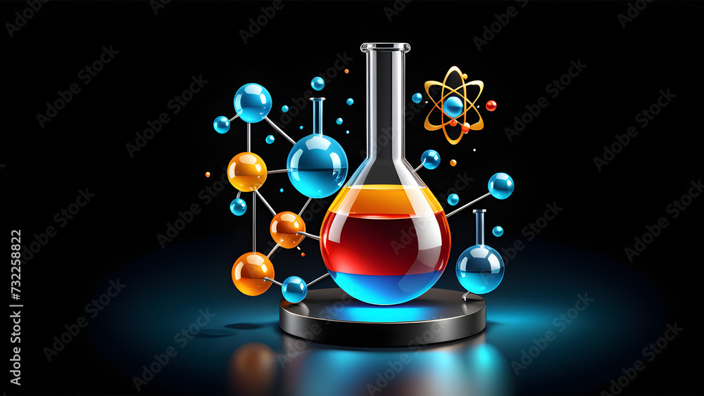 science chemistry icon symbol and clipart isolated on a black ...