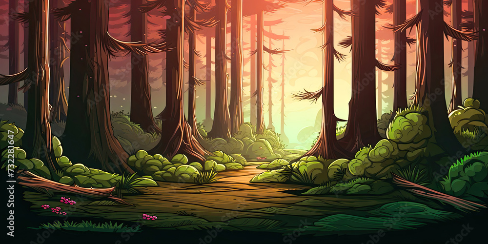 Video game forest background, cartoon forests, retro vintage gaming ...