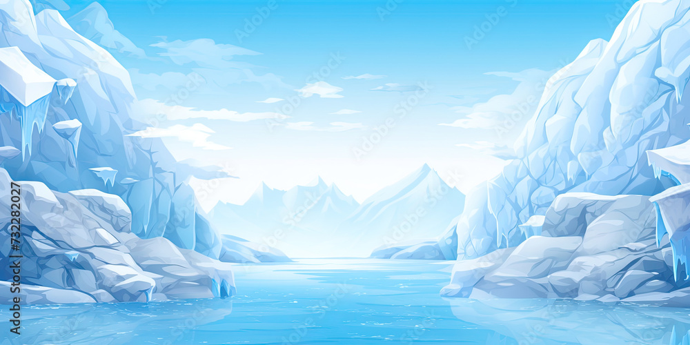 Video game background, Winter ice frost artic level of scrolling ...