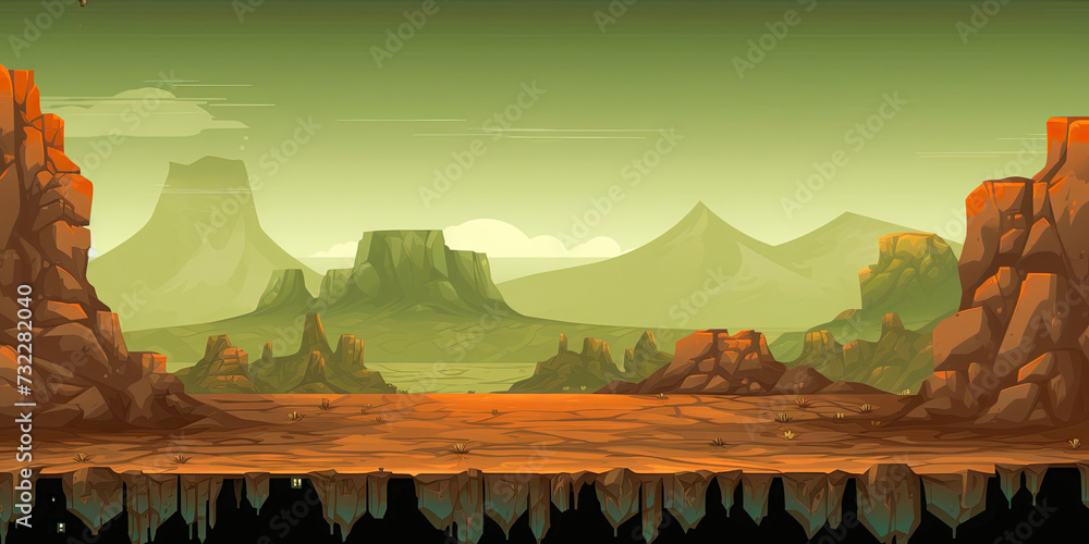 Cartoon background, video game backdrop, illustration of scrolling ...