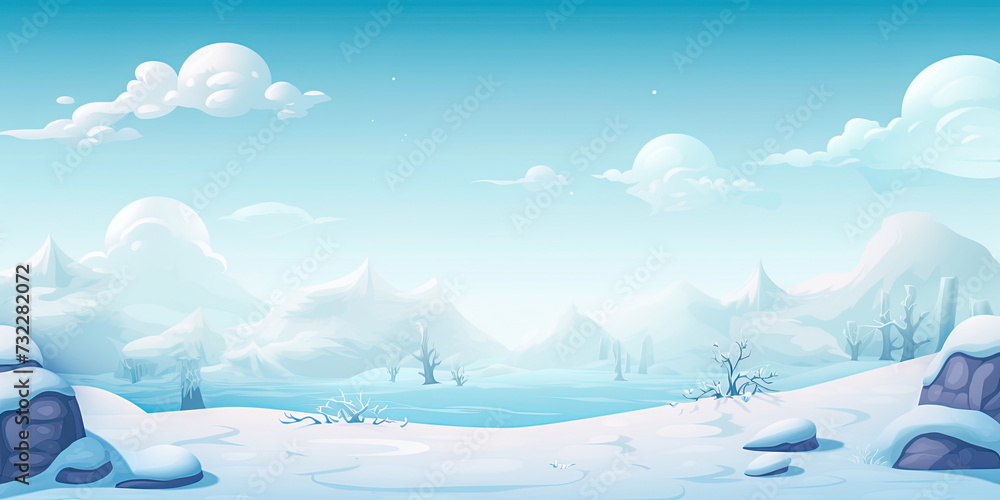 Video game background, Winter ice frost artic level of scrolling ...