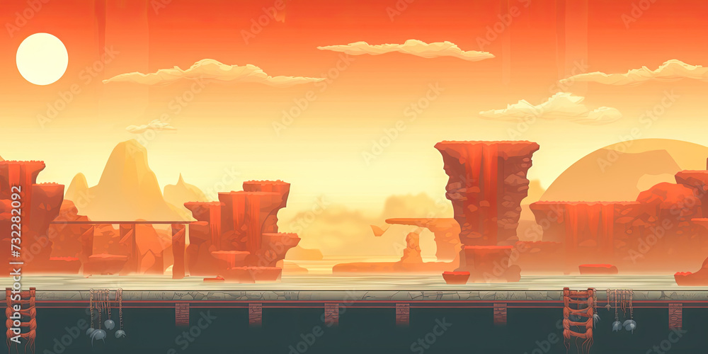 Cartoon background, video game backdrop, illustration of scrolling ...