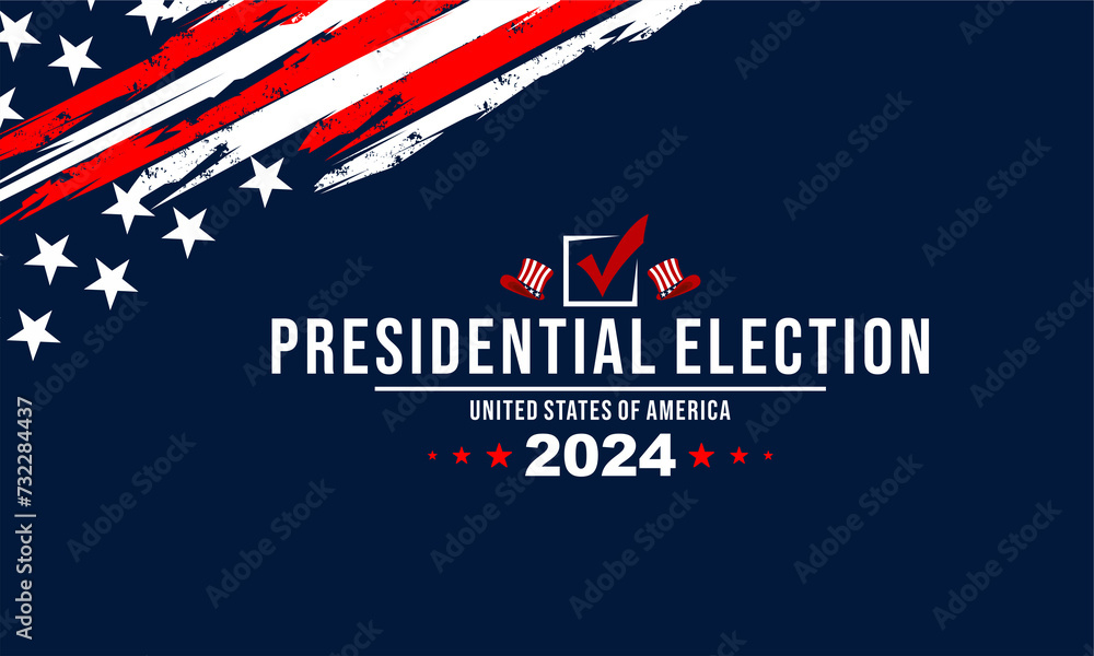 ภาพประกอบสต็อก USA 2024 Presidential Elections Event Banner, background ...