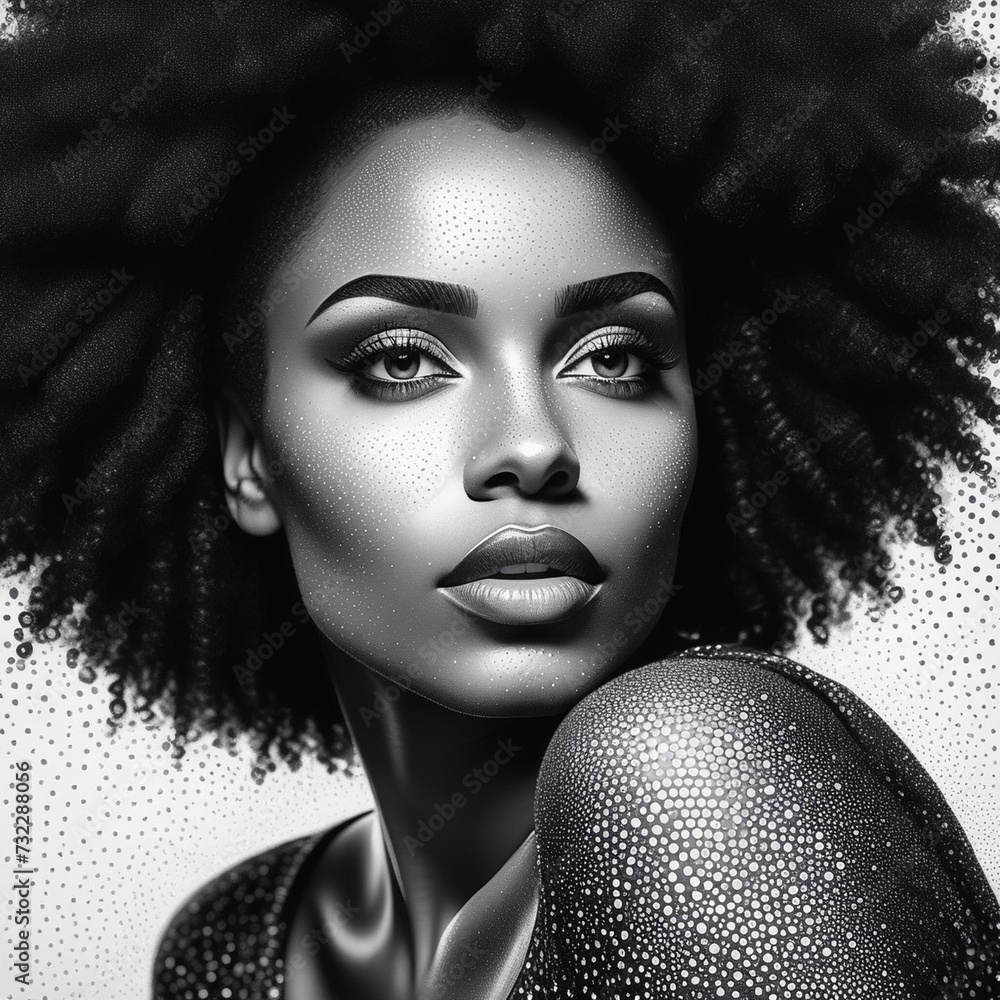 pointillism style {natural beaty african american woman. composed ...