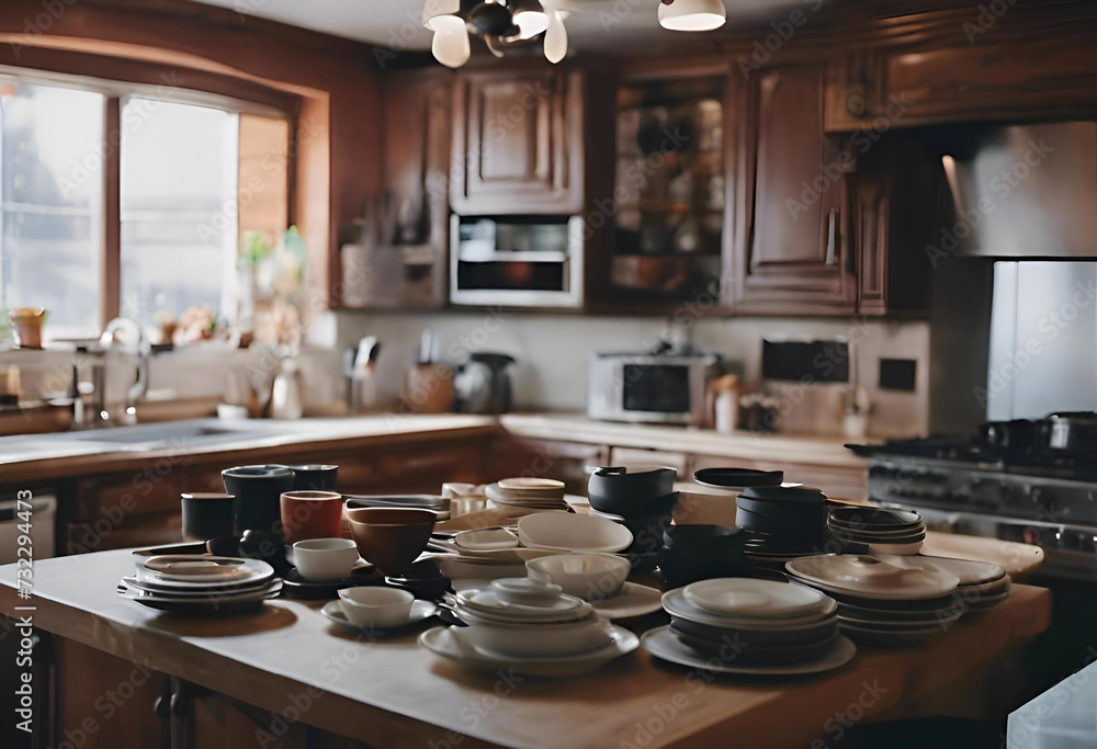 Compulsive Hoarding Syndrom - messy kitchen with pile of dirty dishes ...