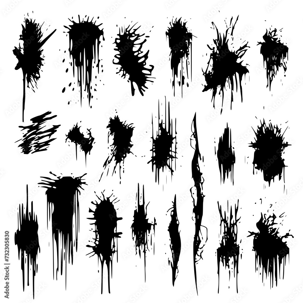 paint splatter svg, ink splatter svg, splatter silhouette, paint streak ...