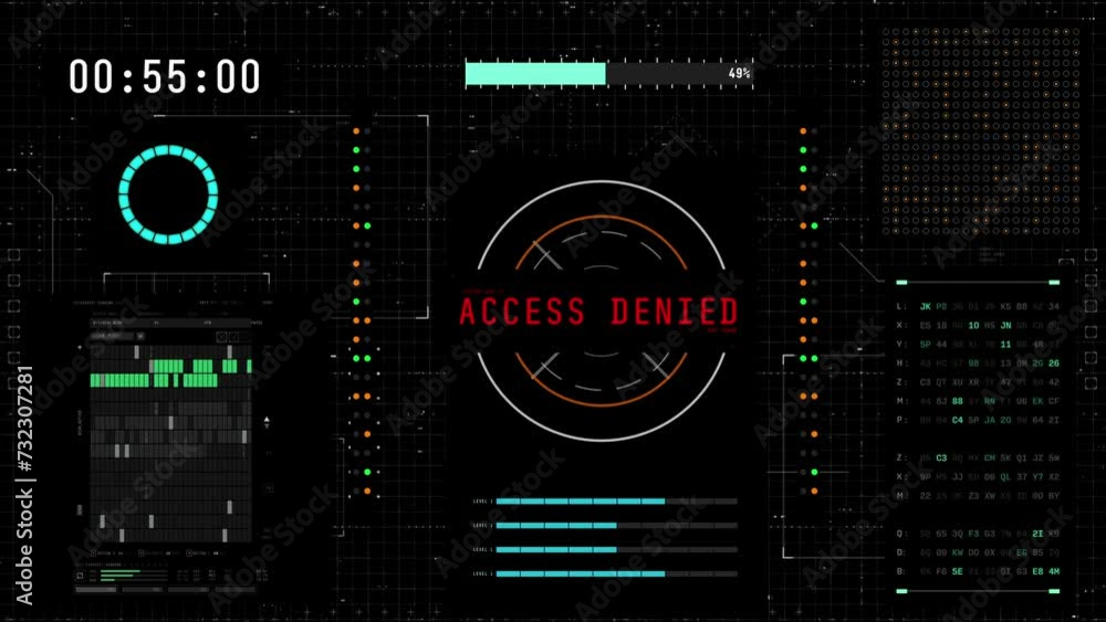 Vidéo Stock Warning system Access denied alert, system message digital ...