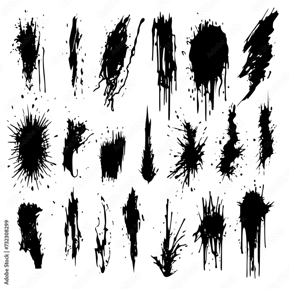 paint splatter svg, ink splatter svg, splatter silhouette, paint streak ...
