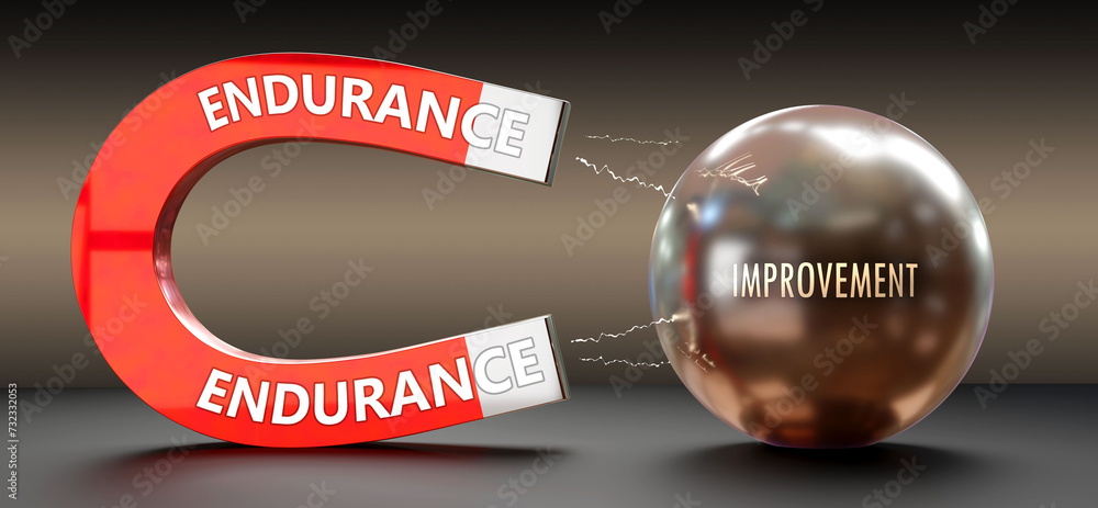 Endurance attracts Improvement. A metaphor showing endurance as a big ...